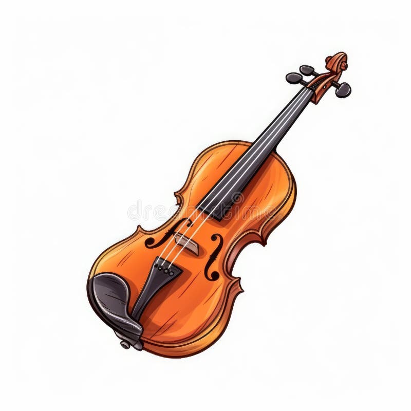Cartoon Style Violin Isolated on White Background Generative AI Stock ...