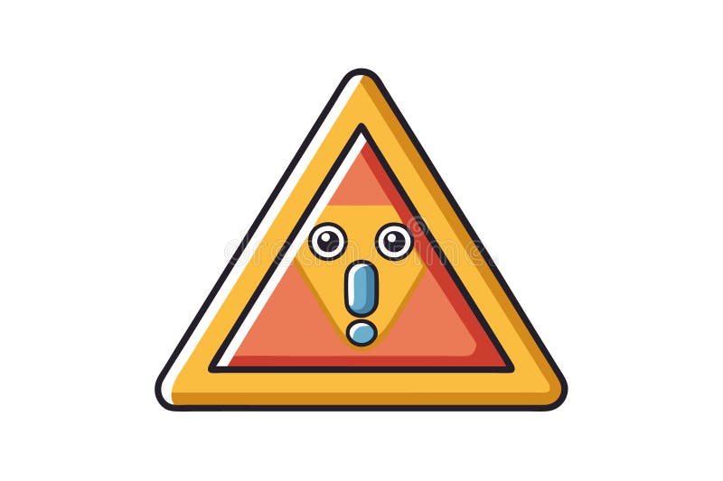 Cartoon Style Warning Icons Featuring Bold Triangular Shapes with ...