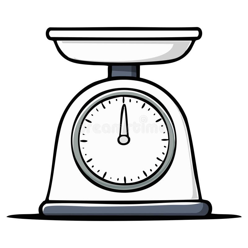 Cartoon Style White Kitchen Scale with Analog Dial Illustration Stock ...