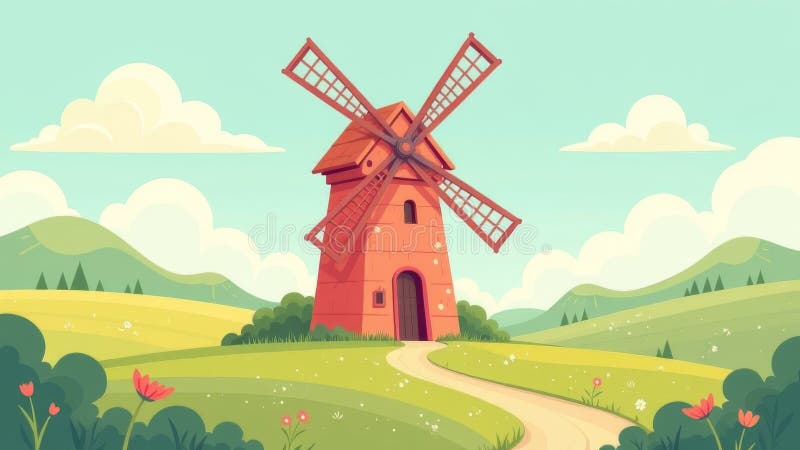 Cartoon Style Windmill Illustration, Perfect for Website and App Design ...