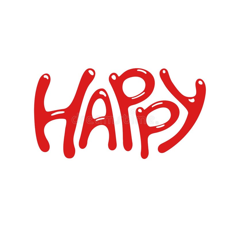 Cartoon Style Word Happy. Vector Illustration Stock Vector ...
