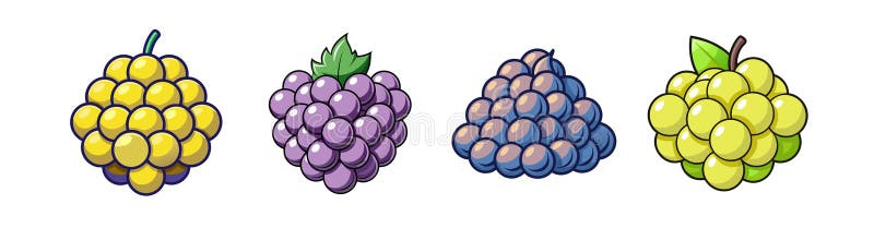 Cartoon Style Yellow Grape Bunch Isolated on White Stock Vector ...