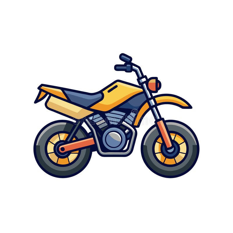 Cartoon Style Yellow Motorcycle Isolated on White Background Stock ...