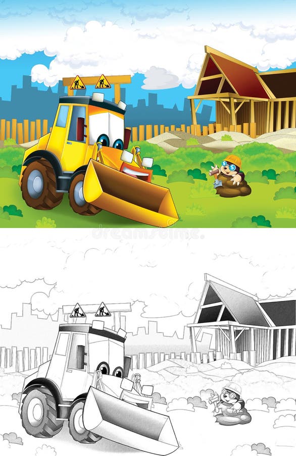 Cartoon Styled Machine Coloring Page Stock Illustration - Illustration ...