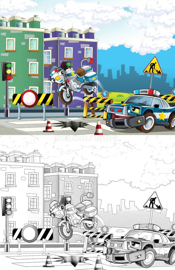 Cartoon Styled Machine Coloring Page Stock Illustration - Illustration ...