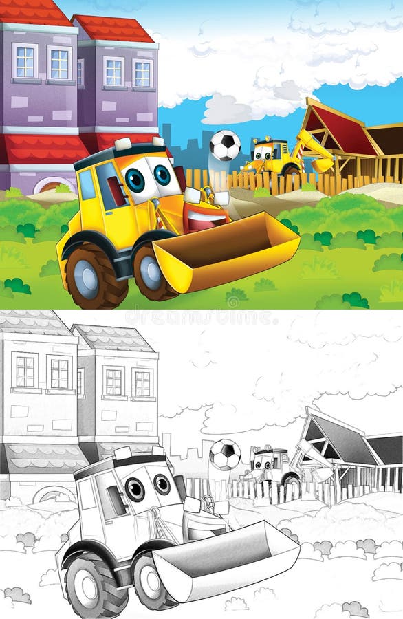 Cartoon Styled Machine Coloring Page Stock Illustration - Illustration ...