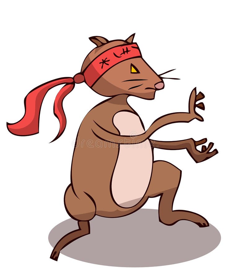 Cartoon Stylized Rat Doing Martial Arts. Stock Vector - Illustration of ...