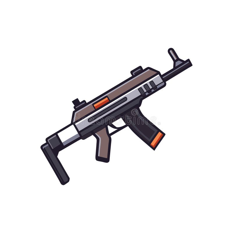 Cartoon Submachine Gun Angled on a Clean White Background Stock Photo ...