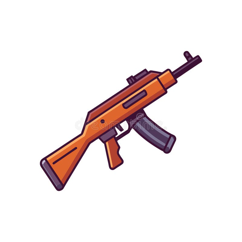 Cartoon Submachine Gun Vector Illustration on a White Background Stock ...