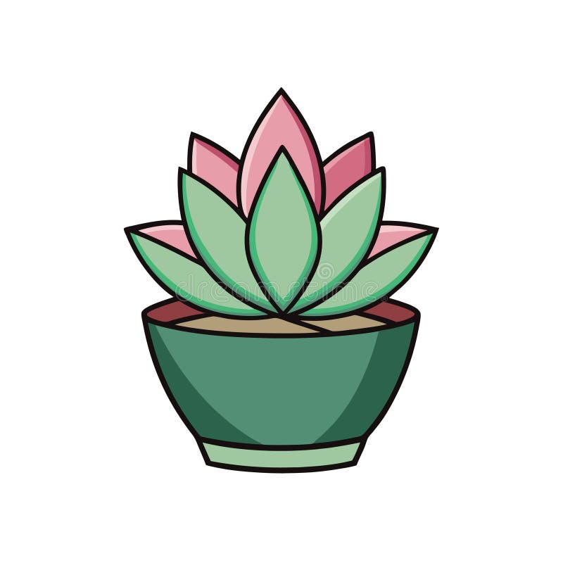 Cartoon Succulent in Pot, Vector Art Stock Photo - Illustration of ...