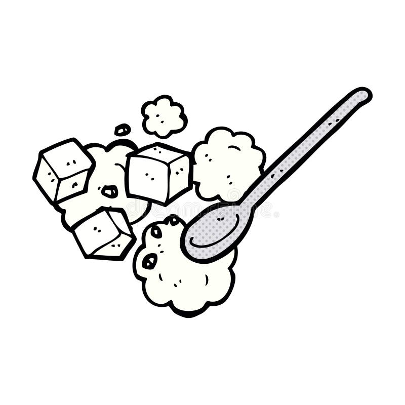 Cartoon Sugar Lumps and Spoon Stock Illustration - Illustration of ...