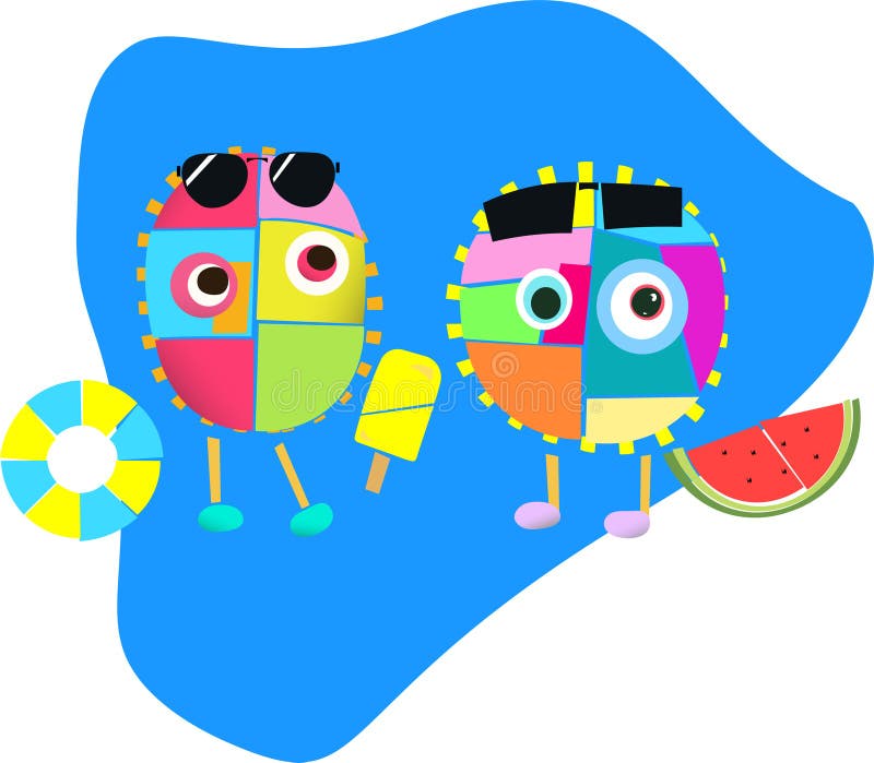 The Miny Moes Go To the Beach. Summer Day Colorful Cartoon Stock ...