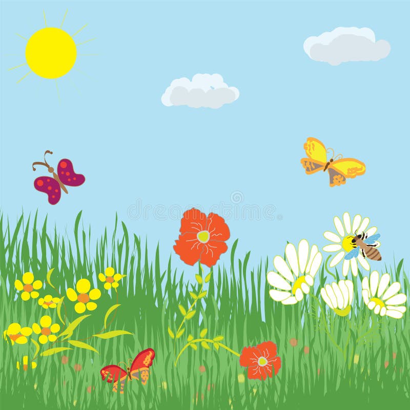 Cartoon summer landscape stock vector. Illustration of heaven - 18472599