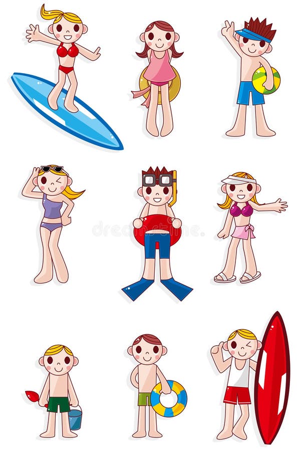 Cartoon summer people icon stock vector. Illustration of adorable ...