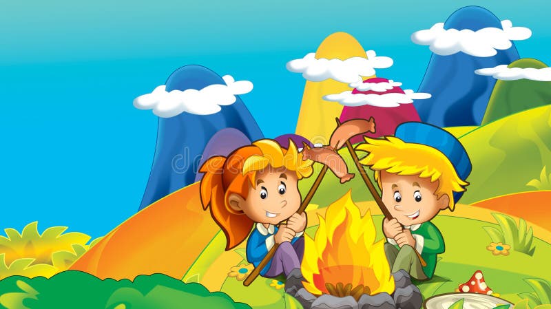 Cartoon Summer or Spring Nature Background with Space for Text ...