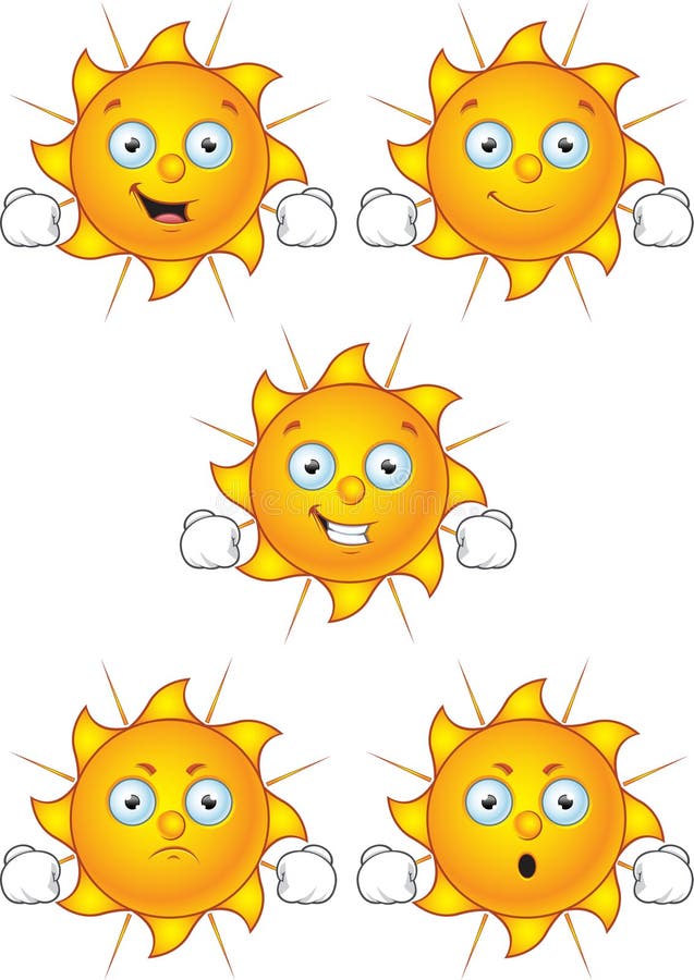 Cartoon Sun Character Set stock vector. Illustration of weather - 29109809