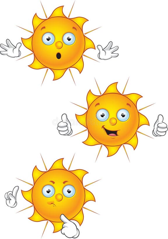 Cartoon Sun Character Set stock vector. Illustration of symbol - 29109813