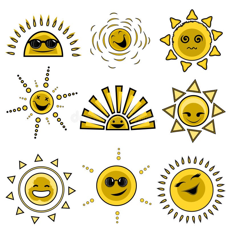 Cute Smiling Cartoon Characters of Sun, Earth and Moon Stock Vector ...