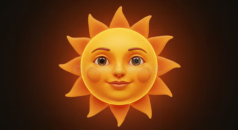 Cartoon Sun Face Illustration on Gradient Background Stock Illustration ...