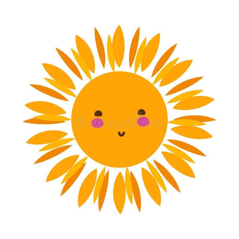Cartoon Sun with Face and Long Rays. Happy Symbol of Summer and Warmth ...