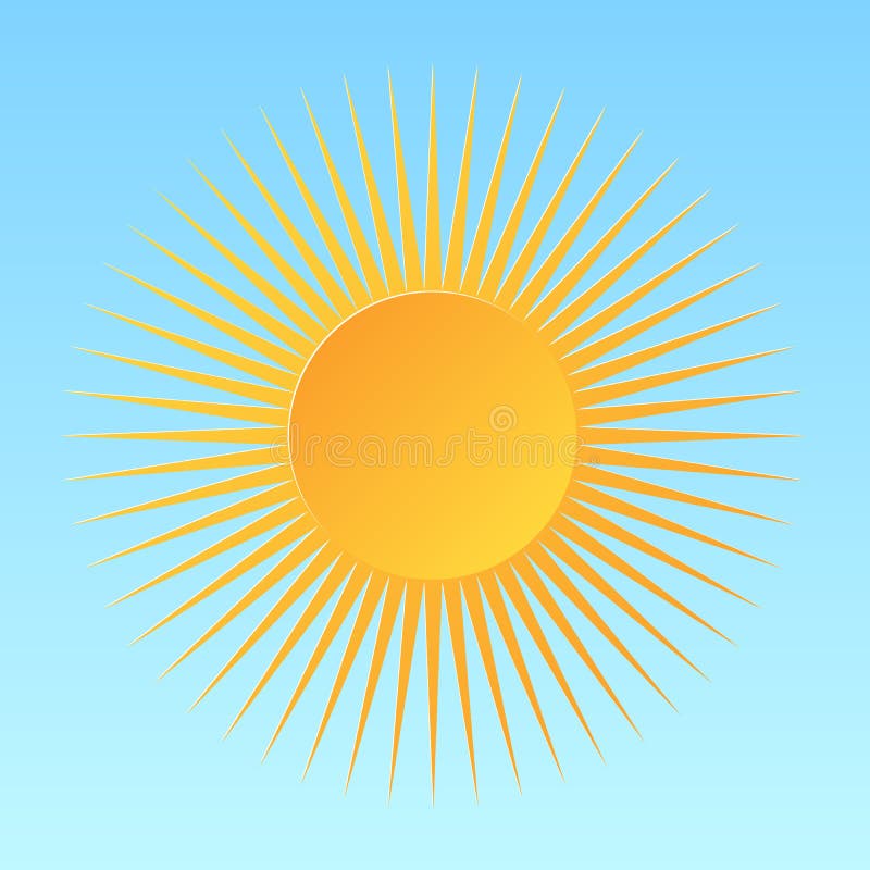 Cartoon Sun Isolated on Blue Background. Sunshine Design Stock Vector ...