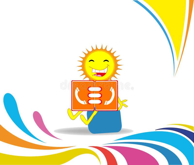 Cartoon Sun Reading a Phone Book Stock Vector - Illustration of ...