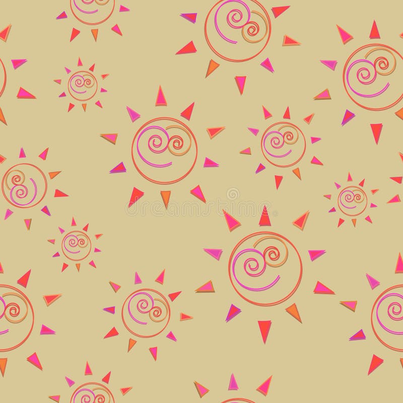 Cartoon Sun Seamless Pattern Illustration Stock Vector - Illustration ...