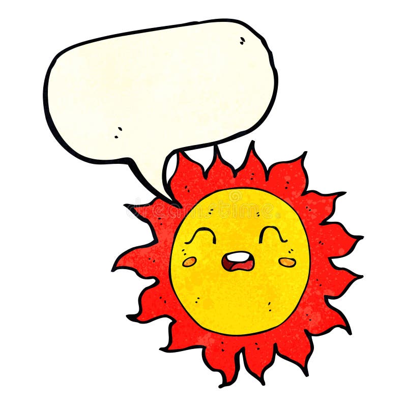 Cartoon Sun with Speech Bubble Stock Illustration - Illustration of ...