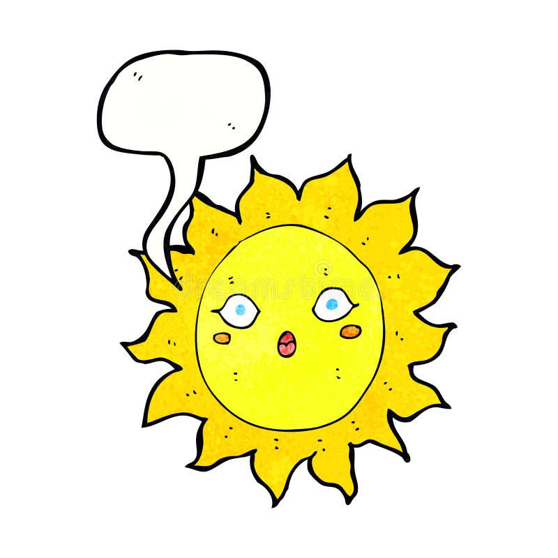 Cartoon Sun with Speech Bubble Stock Illustration - Illustration of ...
