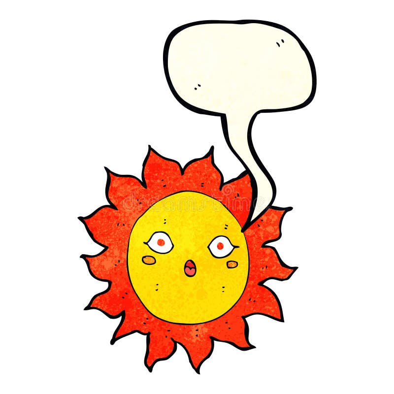 Cartoon Sun with Speech Bubble Stock Illustration - Illustration of ...