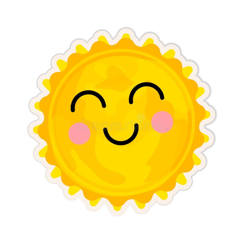 Cartoon Sun Star Icon with Cute Face on White Stock Illustration ...