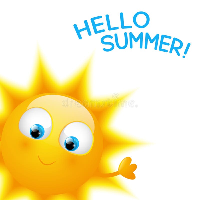 Cartoon Sun with Summer Text Stock Vector - Illustration of face ...