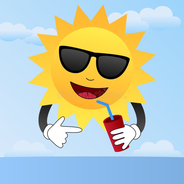 Cartoon Sun with Sunglasses Stock Vector - Illustration of colourful ...