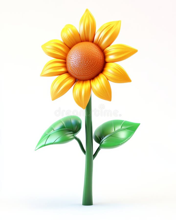 Cartoon Sunflower with Bright Yellow Petals Stock Illustration ...