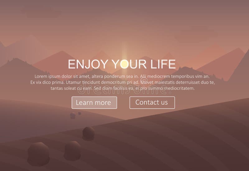 Cartoon Sunset Mountain Landscape Background with Trees and Fields ...