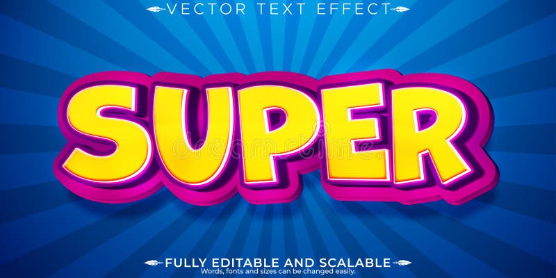 Cartoon Super Text Effect, Editable Comic and Funny Text Style Stock ...