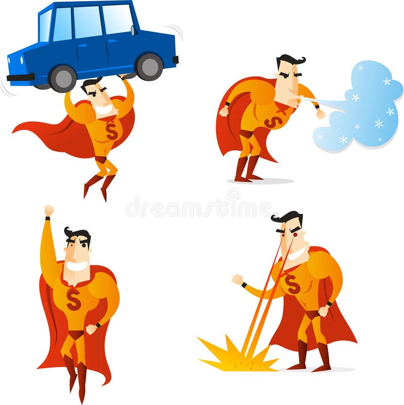 Cartoon Superhero Action Set 3 Stock Illustration - Illustration of ...
