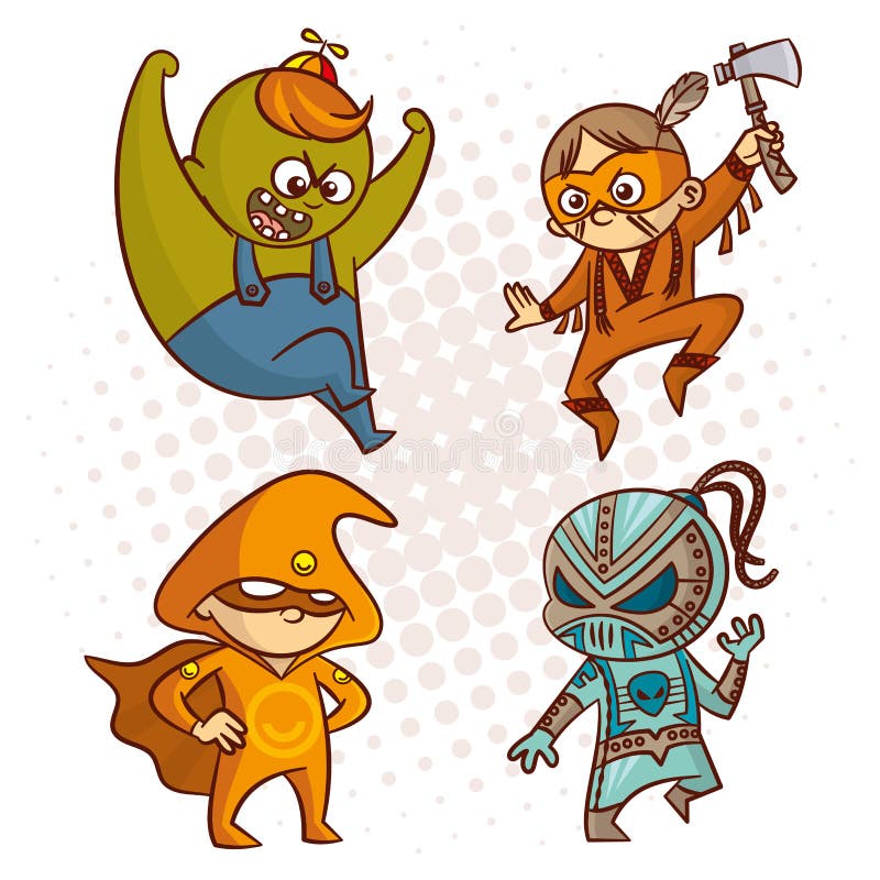 Cartoon Superhero Character Sticker Stock Illustration - Illustration ...