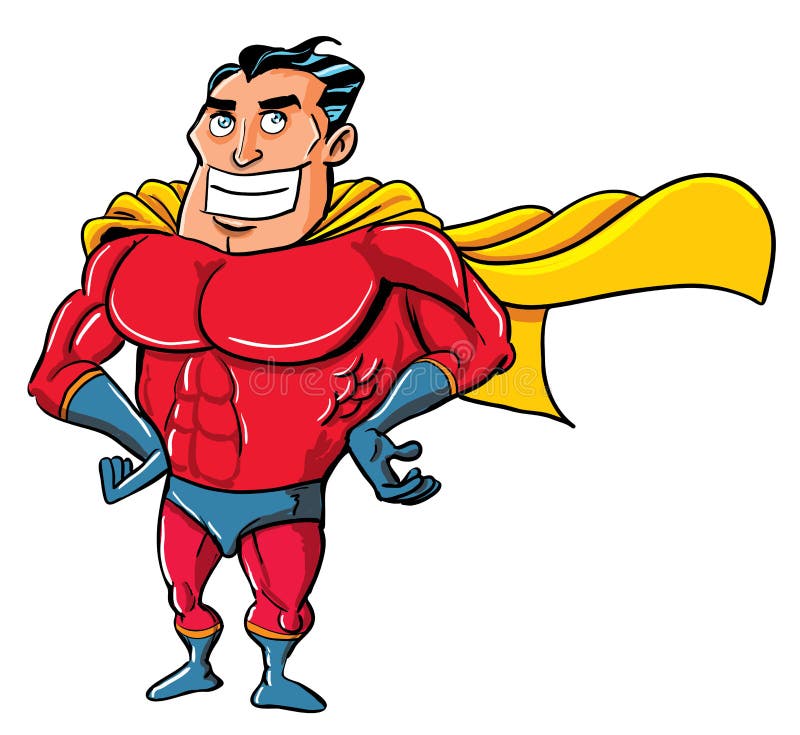 Cartoon Superhero in a Classic Pose Stock Illustration - Illustration ...