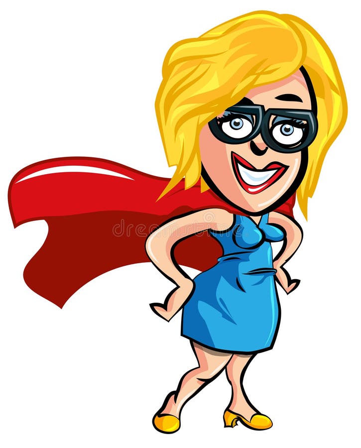 Cartoon Superhero Office Worker Lady Stock Vector - Illustration of ...