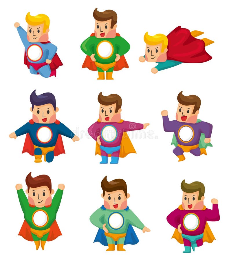 Cartoon superman icons stock vector. Illustration of hero - 21181863