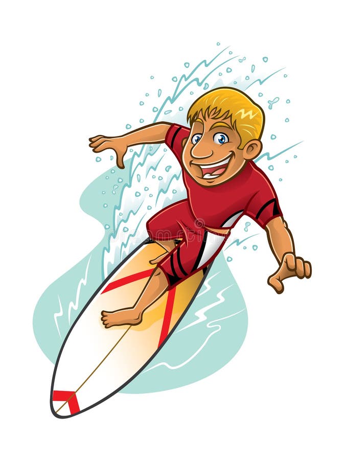 Cartoon Surfer Action stock vector. Illustration of motion - 67560424