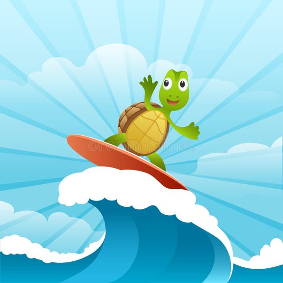 Cartoon surfer turtle stock vector. Illustration of tropical - 375987772