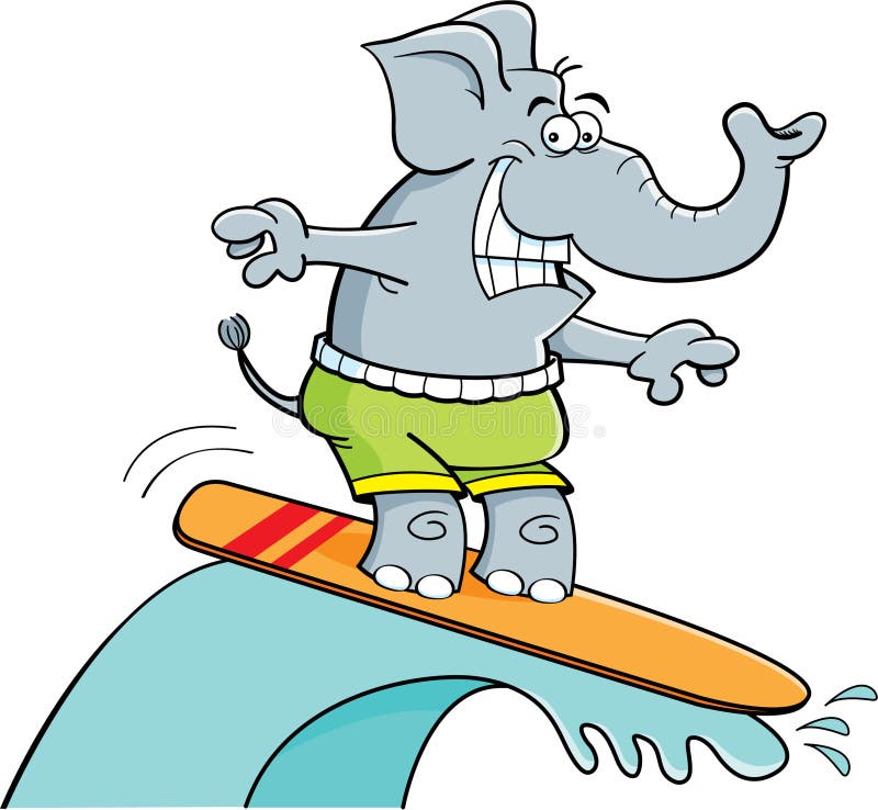 Cartoon surfing elephant stock vector. Illustration of vector - 41033822