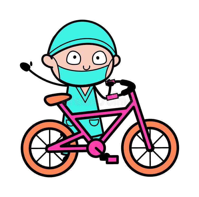 Cartoon Surgeon with Bicycle Stock Illustration - Illustration of funny ...