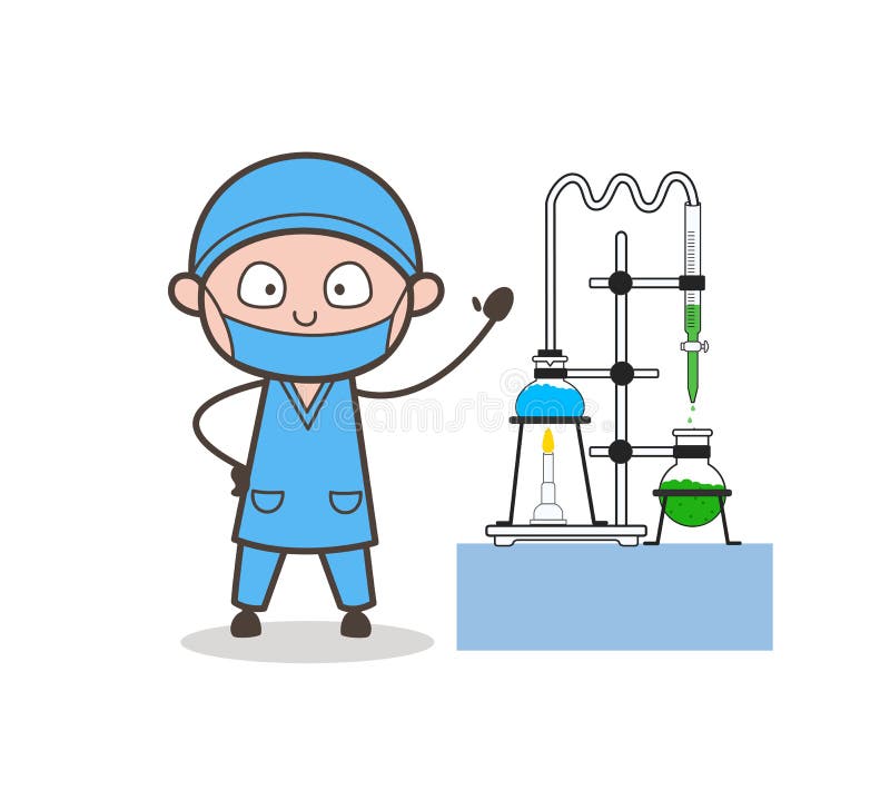Cartoon Surgeon Doing Experiment in Laboratory Vector Illustration ...