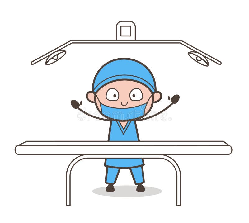 Cartoon Surgeon Presenting Operation Theater Equipments Stock ...