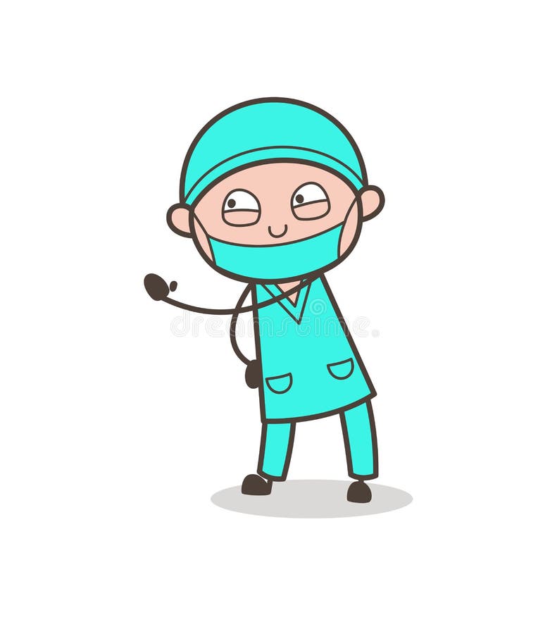 Cartoon Surgeon Showing Hand Vector Illustration Stock Illustration ...