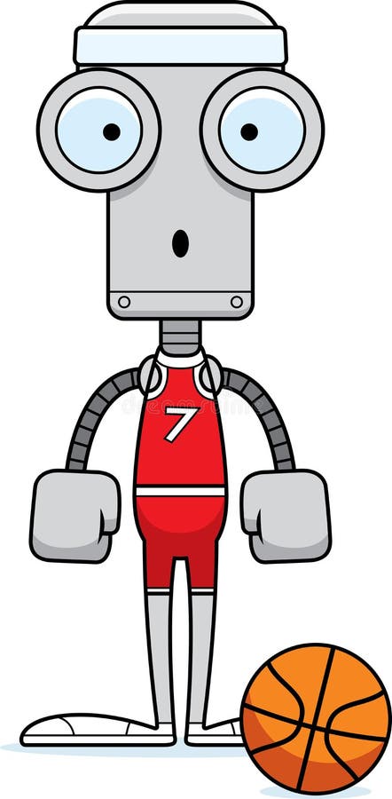 Cartoon Surprised Basketball Player Robot Stock Vector - Illustration ...