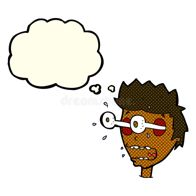 Cartoon Surprised Man with Eyes Popping Out with Thought Bubble Stock ...